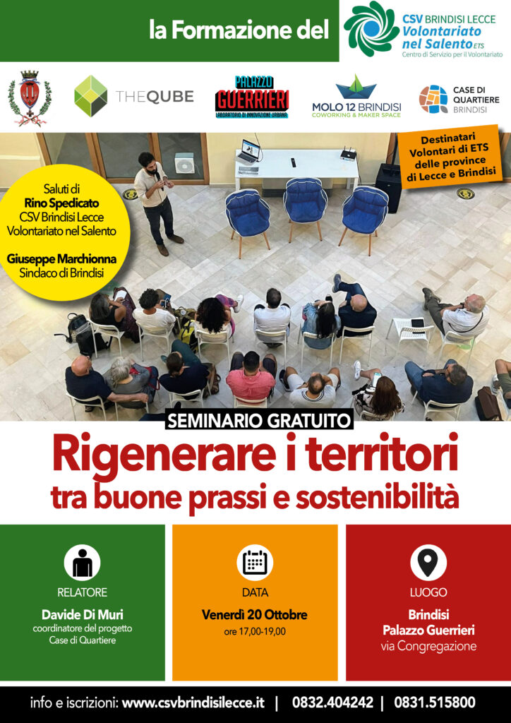 VENERDI' SEMINARIO A BRINDISI SU "RIGENERARE I TERRITORI TRA BUONE ...
